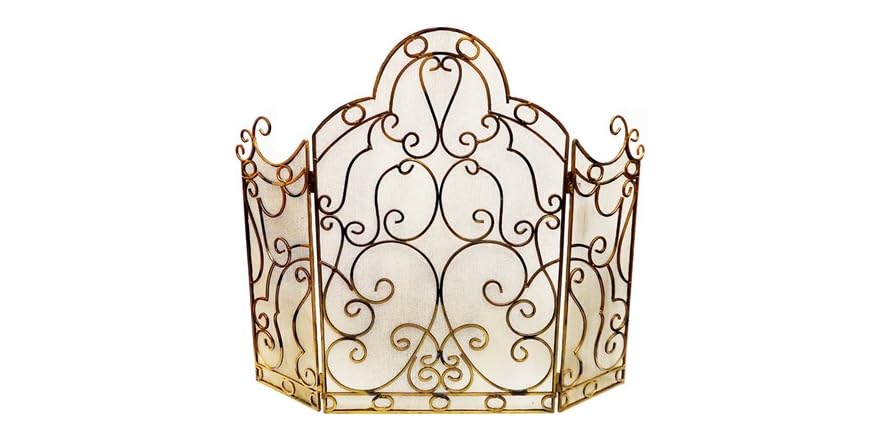 Gold Scroll Fire Screen