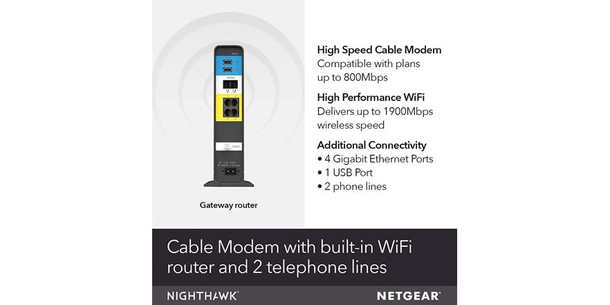 NETGEAR Nighthawk Cable Modem Router Combo