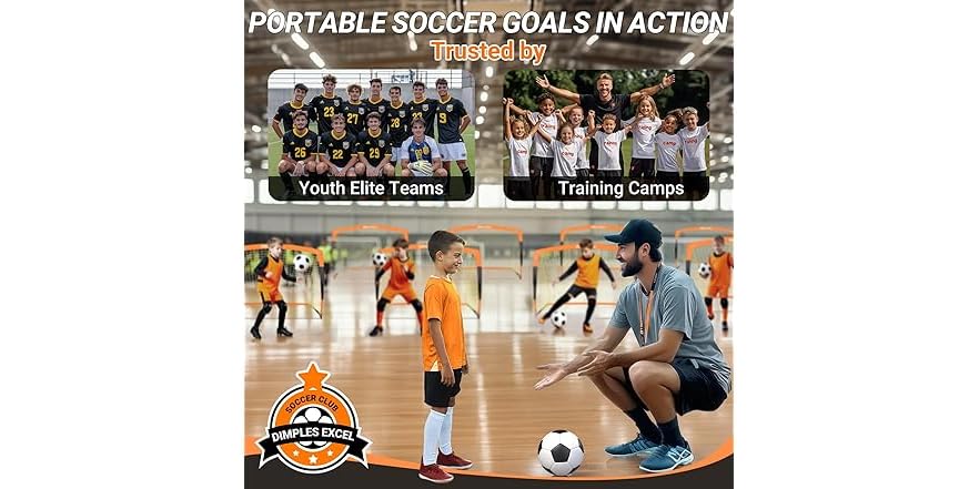 Dimples Soccer Goals Kids 5x3.6 FT Set of 2 (43.2"D x 60"W x 43.2"H Orange)