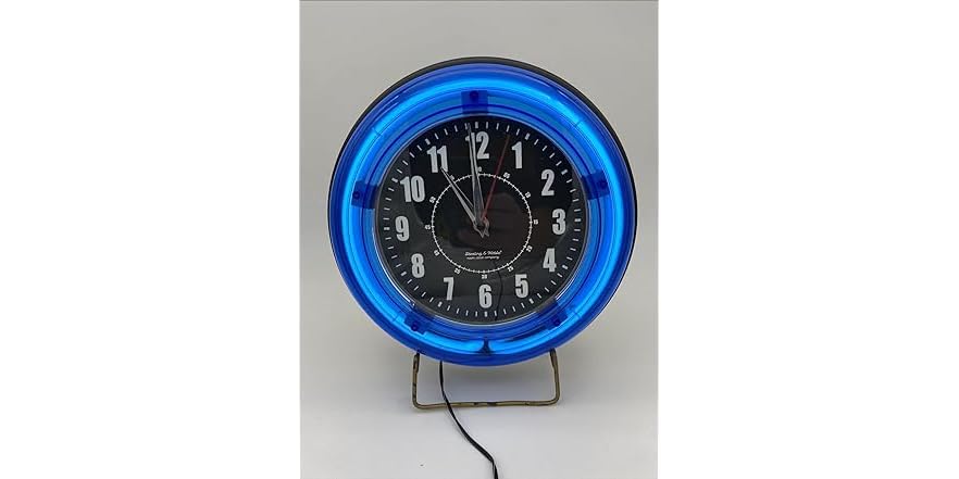 11" Neon Wall Clock, Neon Blue