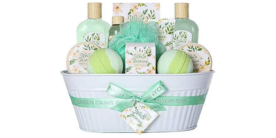 Bath Spa Gift Baskets 12 Pcs White Jasmine