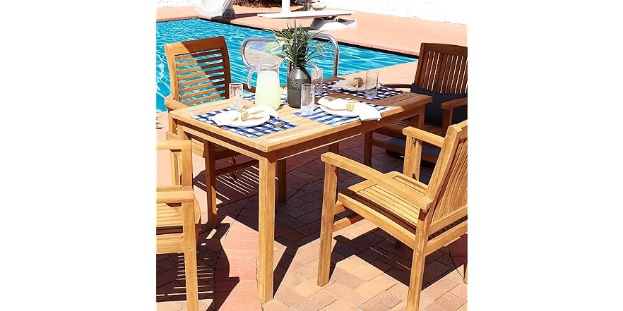 Sunnydaze Solid Teak Outdoor Dining Table