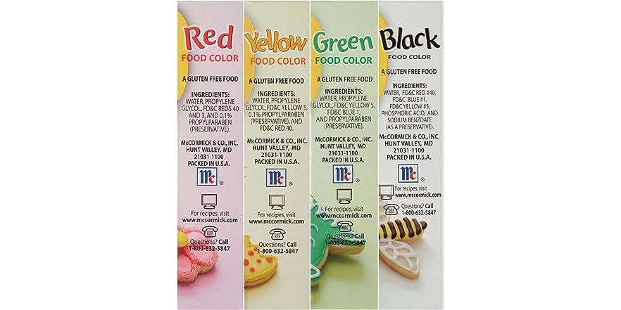 4Pk McCormick Food Color Variety 1oz
