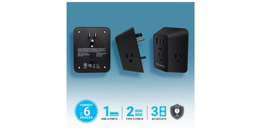 Aduro Surge Trio Multi Charging Station Surge Protector