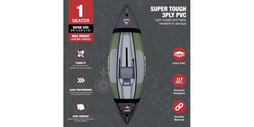 Avalanche Voyager 1P Inflatable Kayak Set