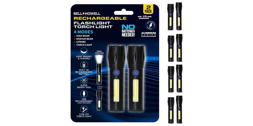 Rechargeable 2Pc Flashlight Torchlight