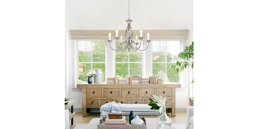 VerRon 6-Light Farmhouse Chandelier, Brushed Nickel