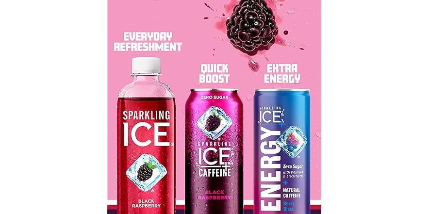 (12 Pk) Sparkling Ice, Black Raspberry, Zero Sugar