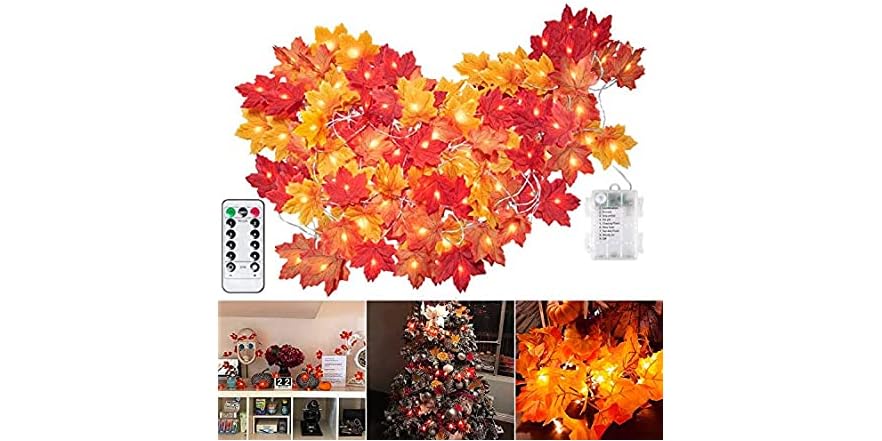 20Ft 40 LED Fall Leaves Garland with Lights
