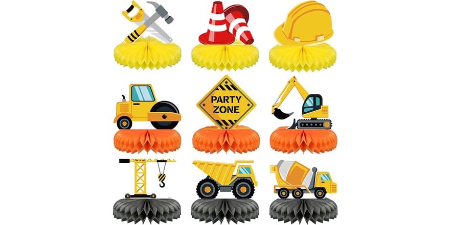 18 PC Construction Party Centerpieces