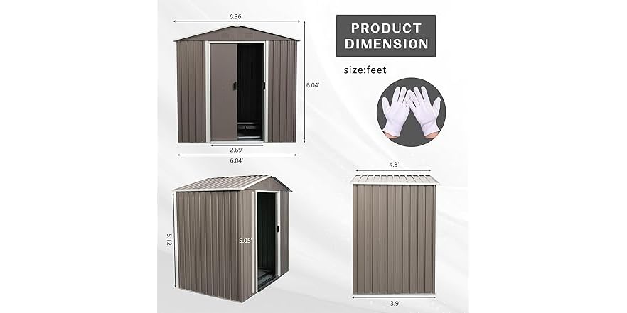 LKJYBG 6x5' Outdoor Metal Storage Shed