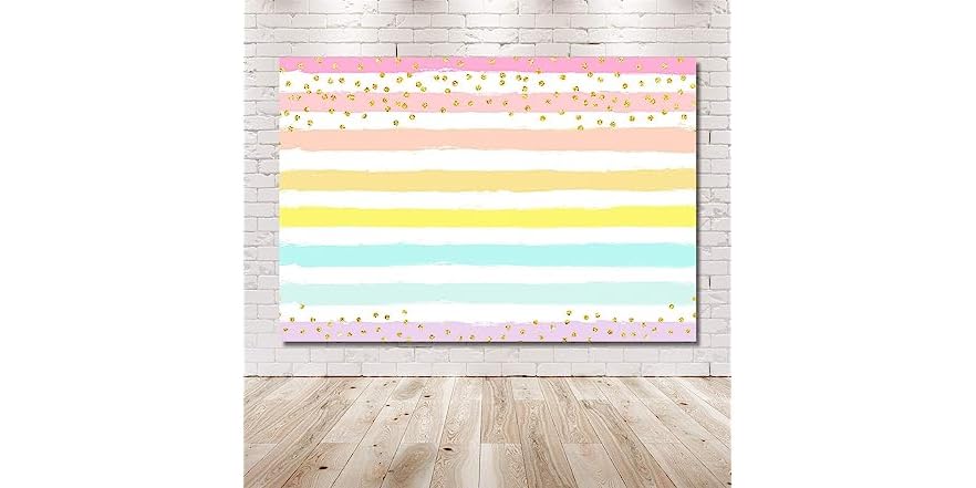 7x5ft Gold Confetti Rainbow Stripes Banner