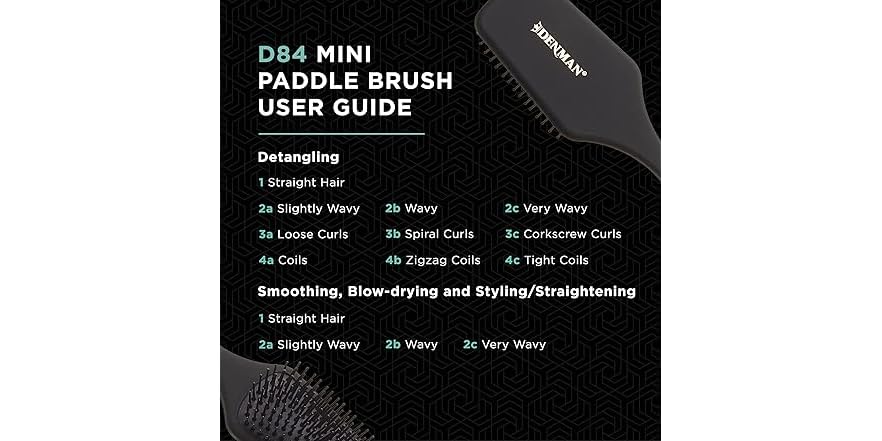 Denman Mini Paddle Cushion Hair Brush, Black