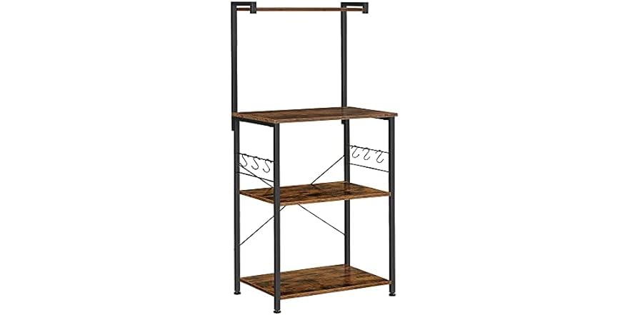VASAGLE 3-Tier Kitchen Storage Rack with S-Hooks