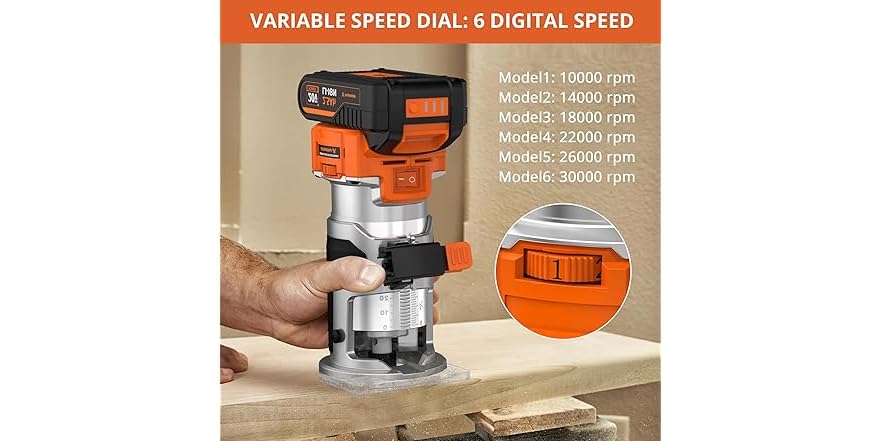PARRIOR USPRPR01 Cordless Trimmer Router Orange