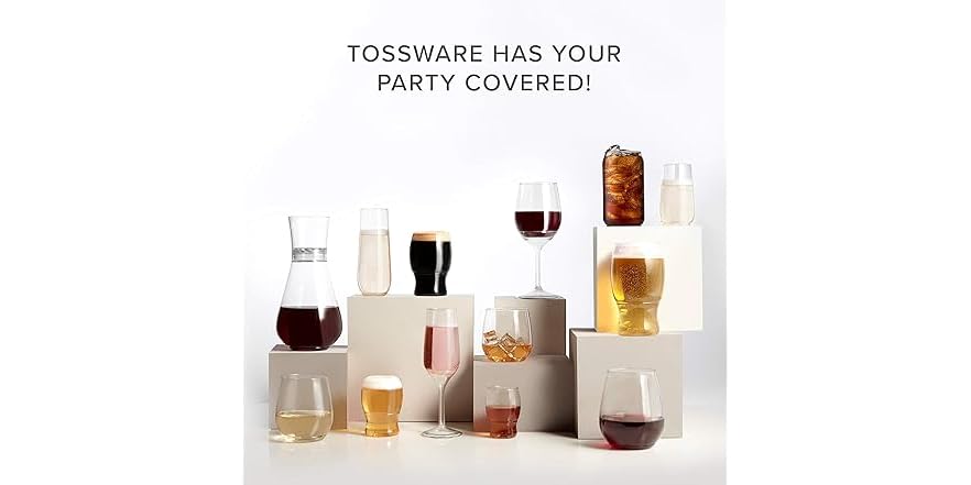 TOSSWARE 14oz Stemmed Plastic Vino Glass, Set of 12