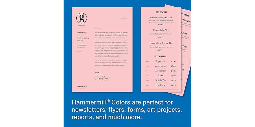 Hammermill Colored Paper, 20lb Pink Printer Paper, 8-1/2