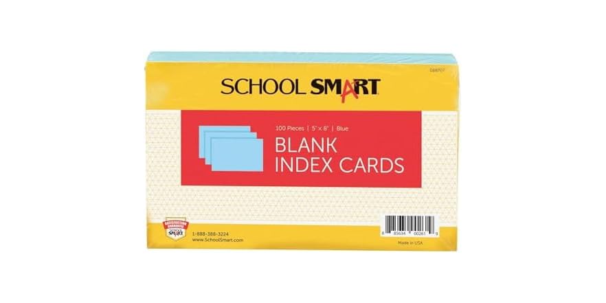 School Smart Index Cards Blue 100ct