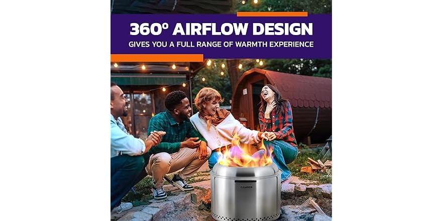 Campior CAMPIOR Large Wood Burning Fire Pit Stove - Smoke