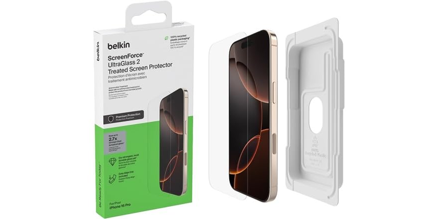 Belkin UltraGlass 2 Treated Screen Protector for iPhone 16 Series