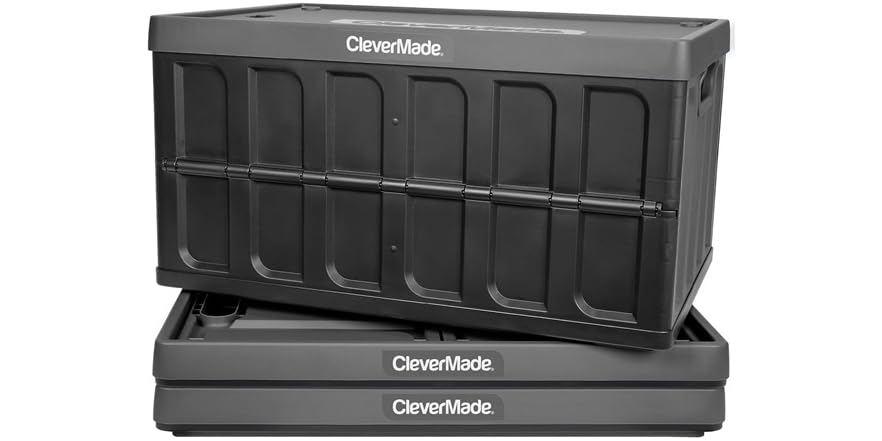 CleverMade 3PK 46L Solid Wall Crate w/ Lid