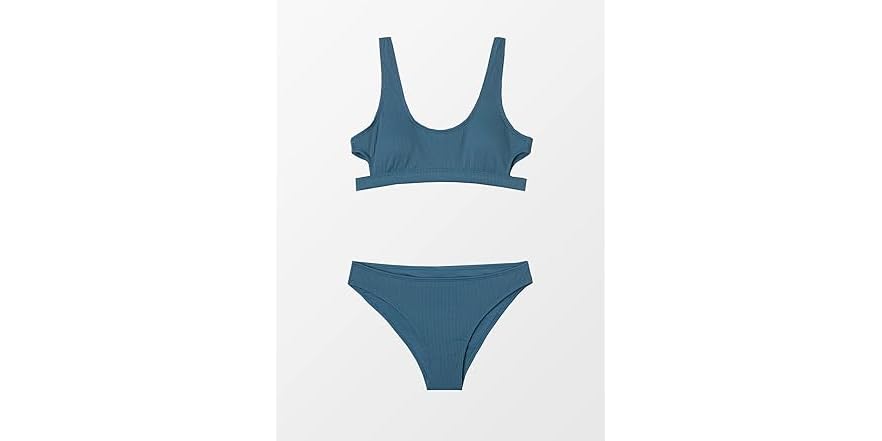 CUPSHE Two Piece Ribbed Cutout Swimsuit