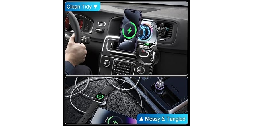 18W 2-in-1 Wireless Magsafe Car Mount & Charger