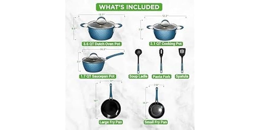 NutriChef Cookware Set 11pc Blue