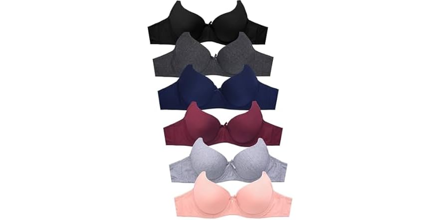 6Pk Womens Basic Plain Bras (Rachel)