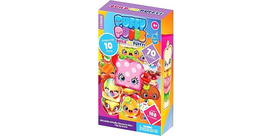 Puffy Puffs 3D Characters Stickers 10Pk