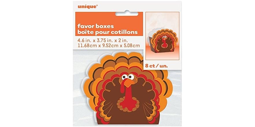 Turkey Thanksgiving Favor Boxes, 8ct