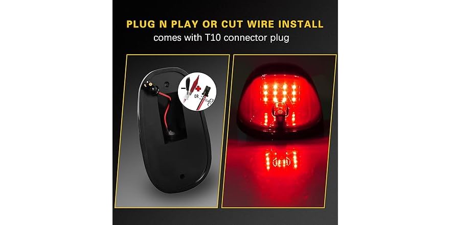 Generic Red LED Cab Lights Smoke Lens