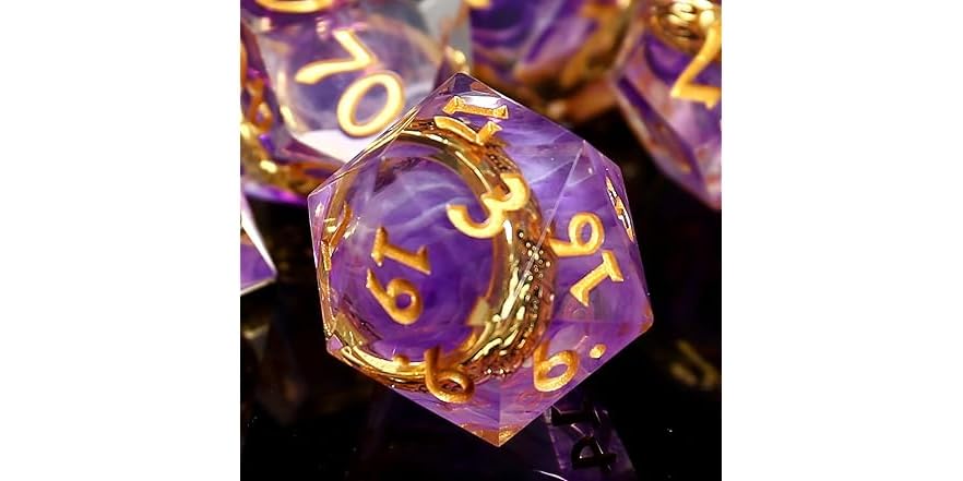 7PCS Dice Set DND,Gold Ring Dice Set