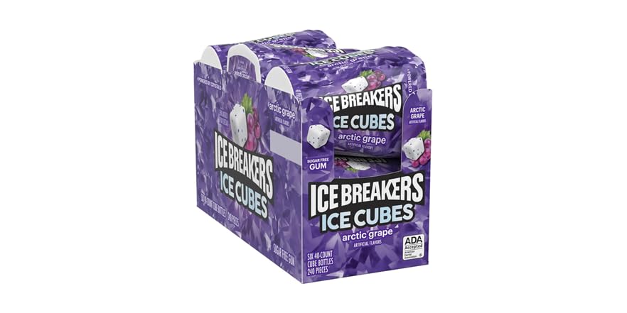 (12-Pack) ICE BREAKERS Ice Cubes Arctic Grape, 40 Pieces