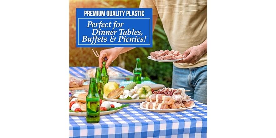 Clearly Elegant Blue Gingham Picnic / Party Plastic Tab