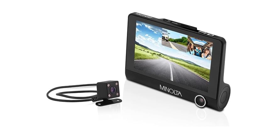 Minolta 3-Channel 1080p Car Camcorder w/4.0" LCD & Rear Camera