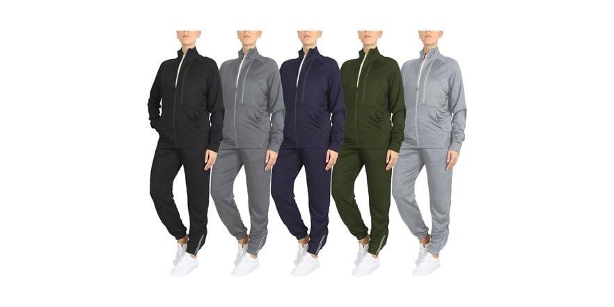 Womens 2PC Loose Fit Active Classic Track Set (Zipper Ankle)