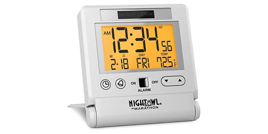 Marathon CL030036WH Travel Alarm Clock