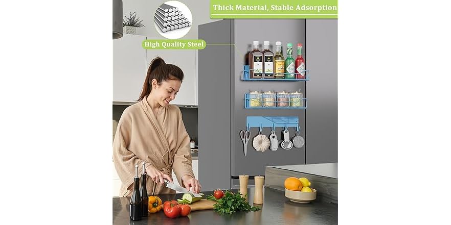 IYEBAU Magnetic Spice Rack 3pc Blue