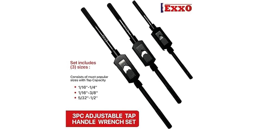 EXXO Tools 3PC Adjustable Tap Handle Wrench Set