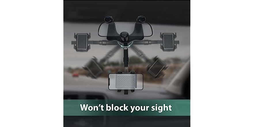 Multifunctional Rear View Mirror Holder, Black