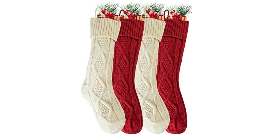 Maraawa Cable Knit Christmas Stockings, 4-Pack