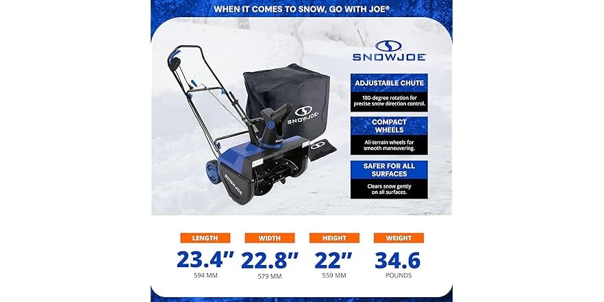 Snow Joe SJ627E-CV 15-Amp Corded Electric Snow Blower