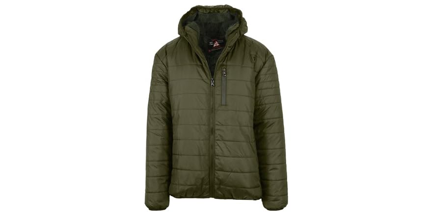 Mens Sherpa Fleece-Lined Puffer Jacket