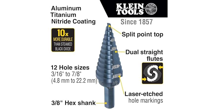 Klein Tools KTSBSPRO 3pc Electricians Step Bit Set