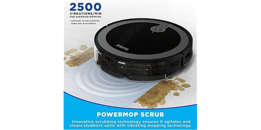 iHome AutoVac Luna Robot Vacuum & Vibrating Mop (S&D)