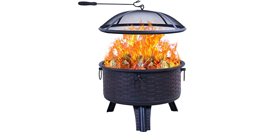 Grand Patio Round Bonfire Wood Burning Fire Pit