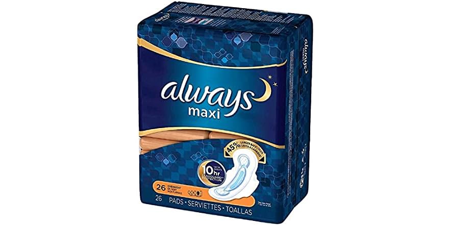 (4Pk) Always Maxi Overnight Pads 26 Count