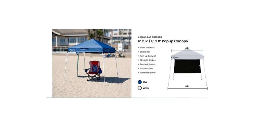 ARROWHEAD OUTDOOR 6'x6' Pop-up Canopy