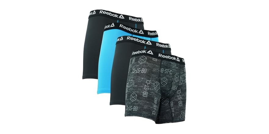 Reebok Men's Performance Boxer Briefs 4-Pack